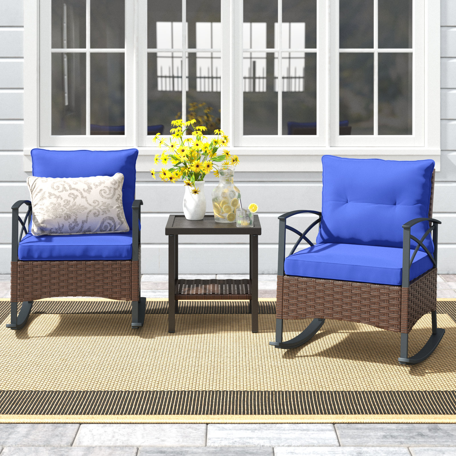 Lark Manor™ Amira Rocking Chair Set w/ Two-tier Table Bistro Set ...