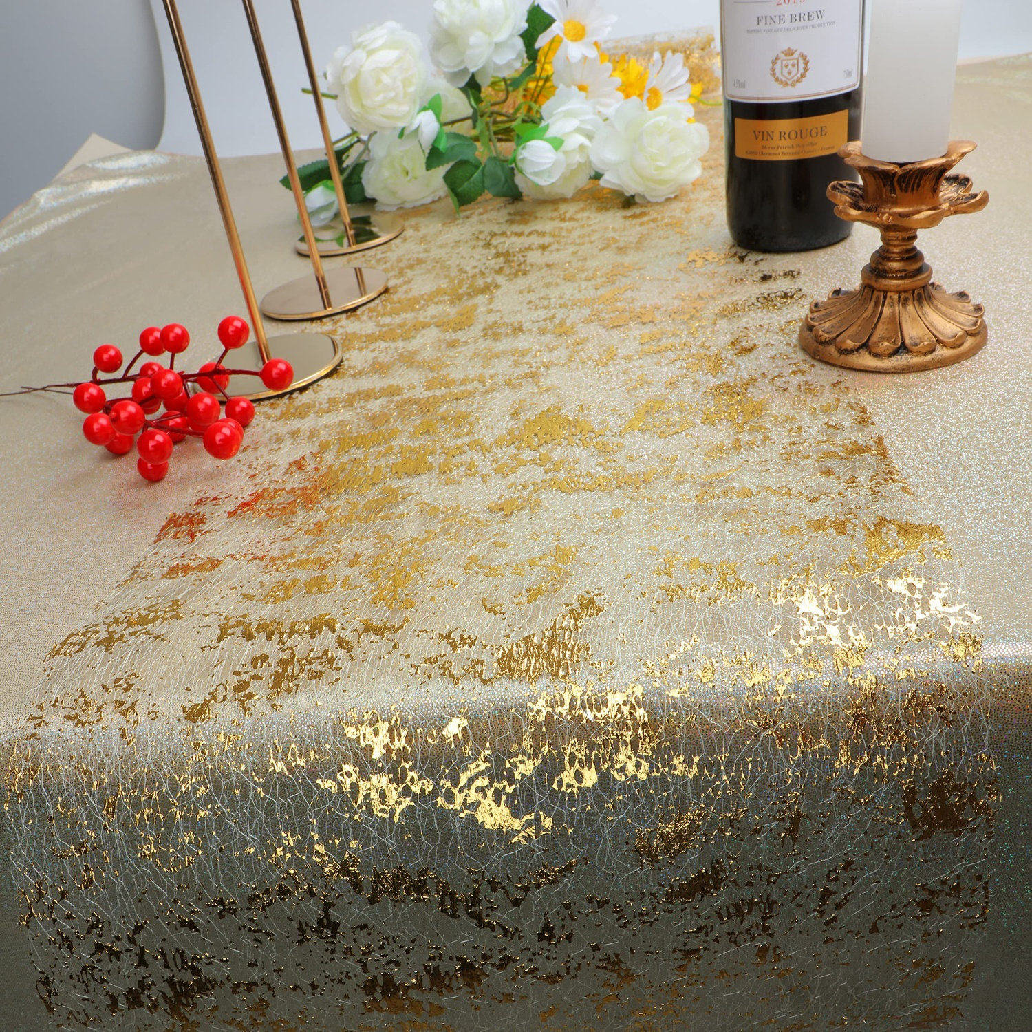 Everly Quinn Glitter Metallic Gold Table Runner 11 Inch X 100 Feet Thin ...