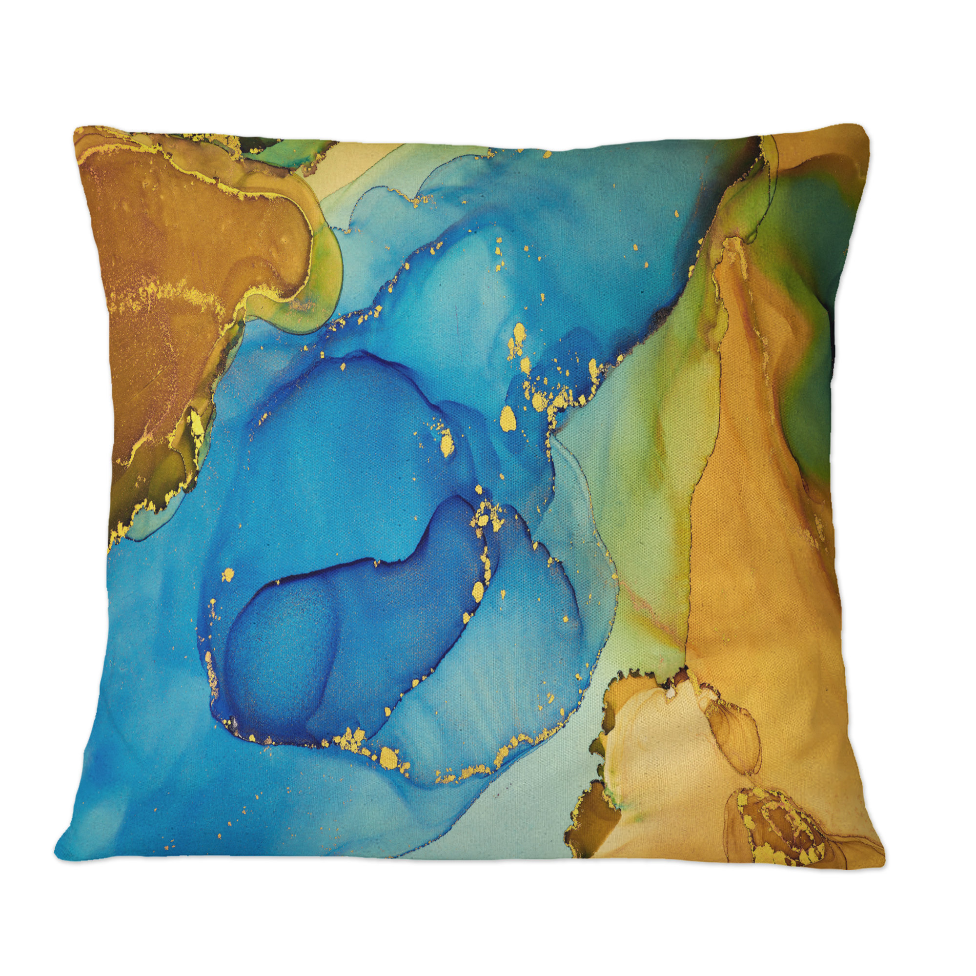 Design Art Blue And Gold Luxury Abstract Fluid Art I - Modern Printed ...
