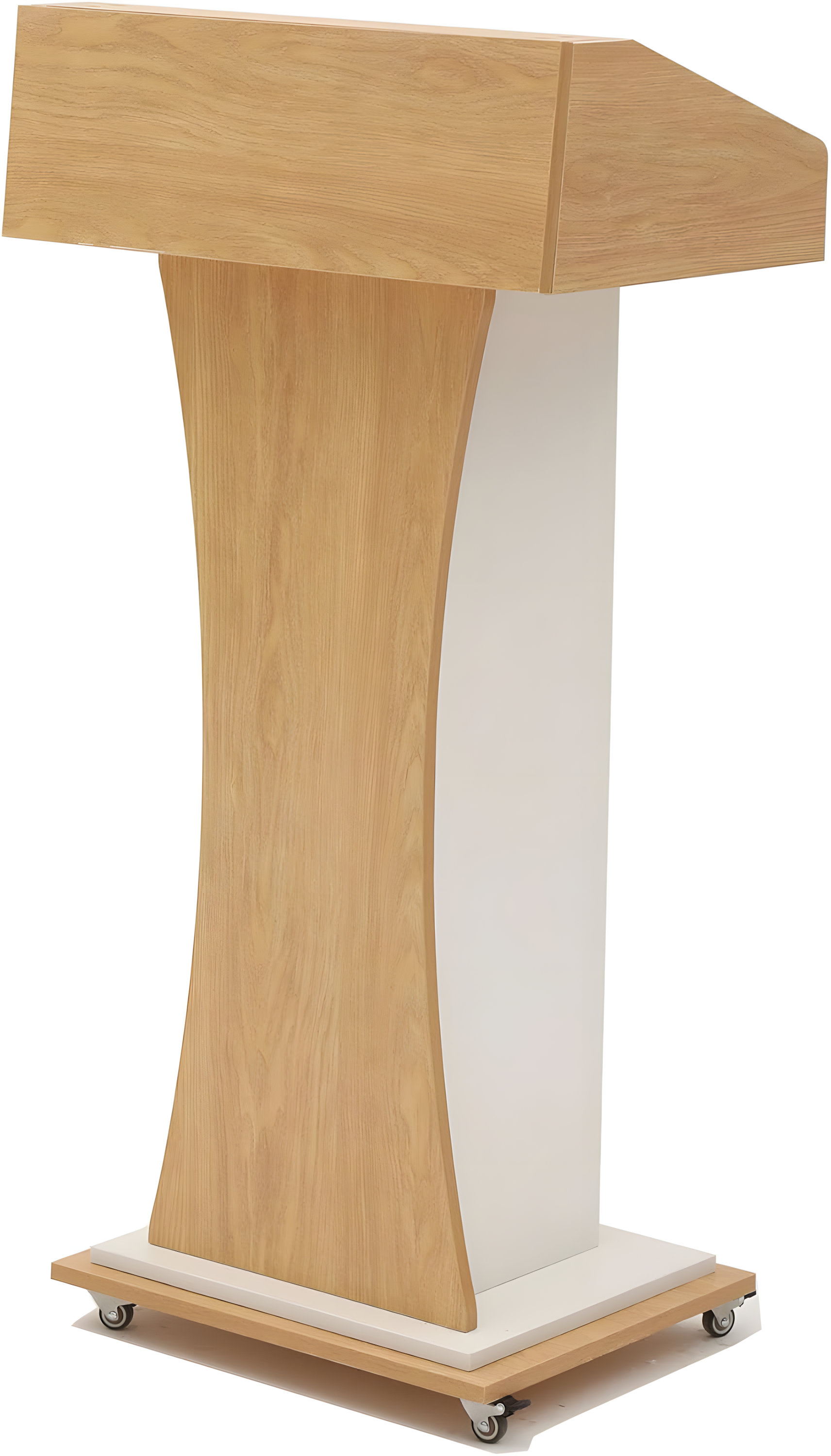 Co-t Mobile Wooden Lectern With Storage Shelf - Sturdy Oak Design For ...
