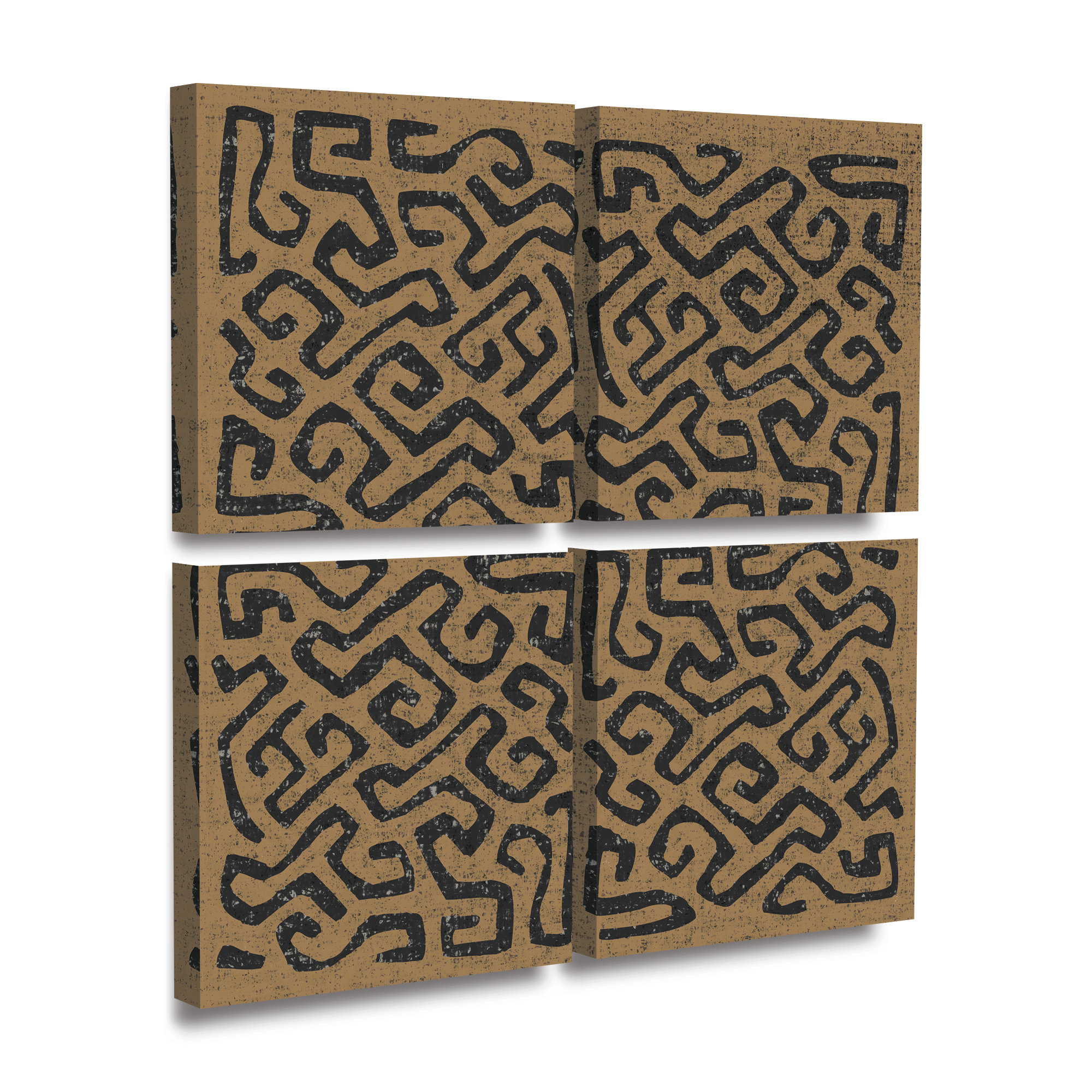 Wrought Studio™ Cheryl Warrick Kuba Play I Brown 4 Piece Panel Set Art ...