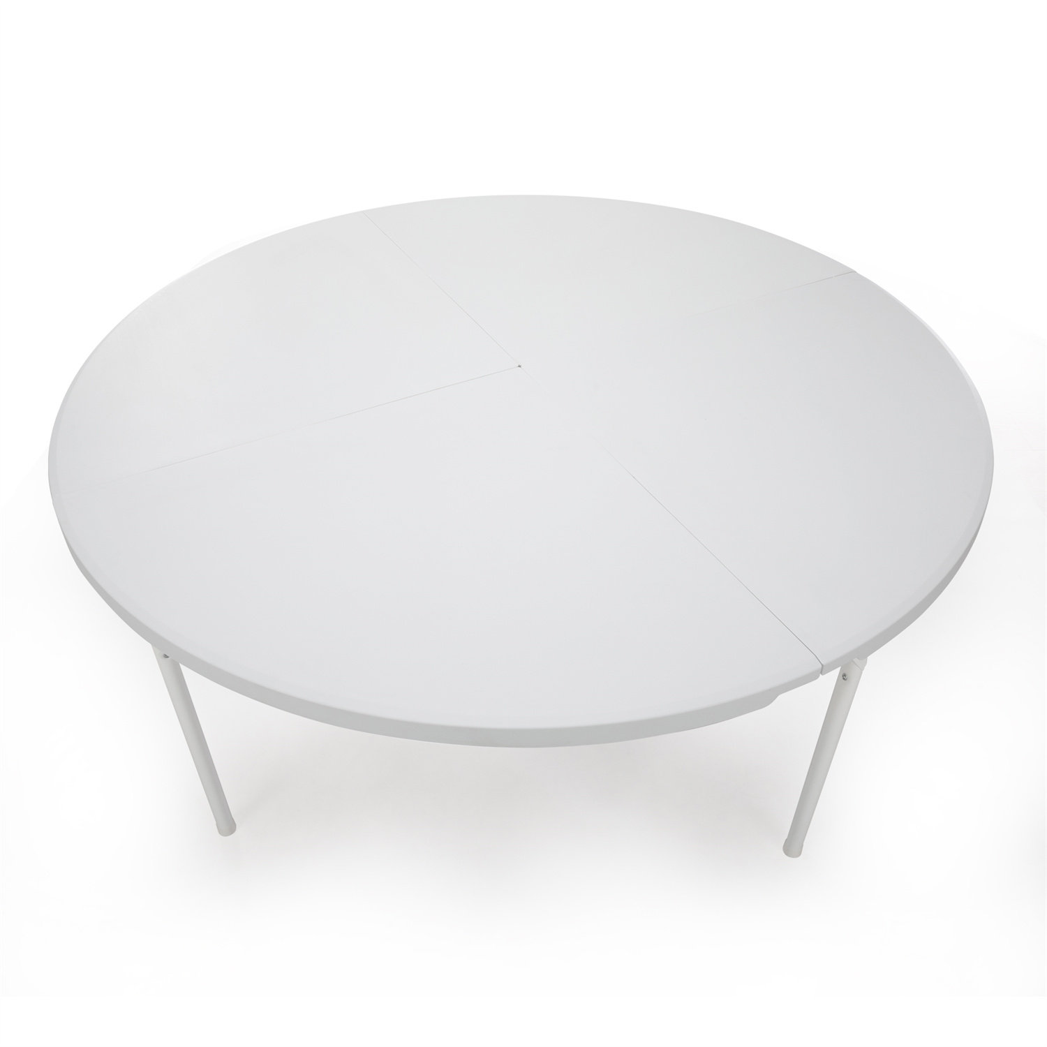 A WELL Round Plastic Folding Table With Carrying Handle, 66" Heavy Duty ...