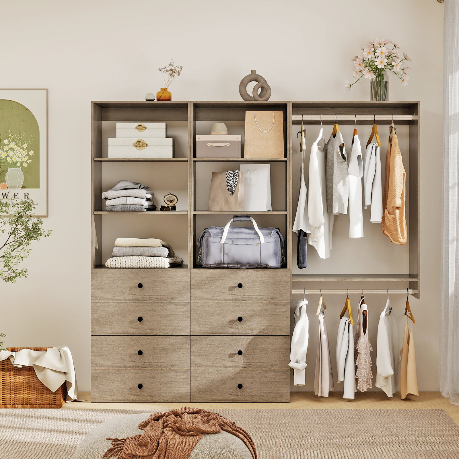 Latitude Run® Modular Walk in Closet Organizer System with 2 rods 6 ...