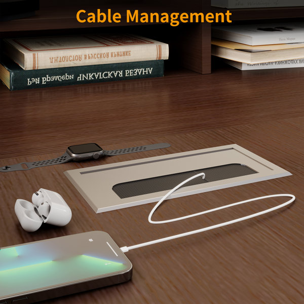 Inbox Zero Lauven L Shape Executive Desk with Drawers and Cabinet ...