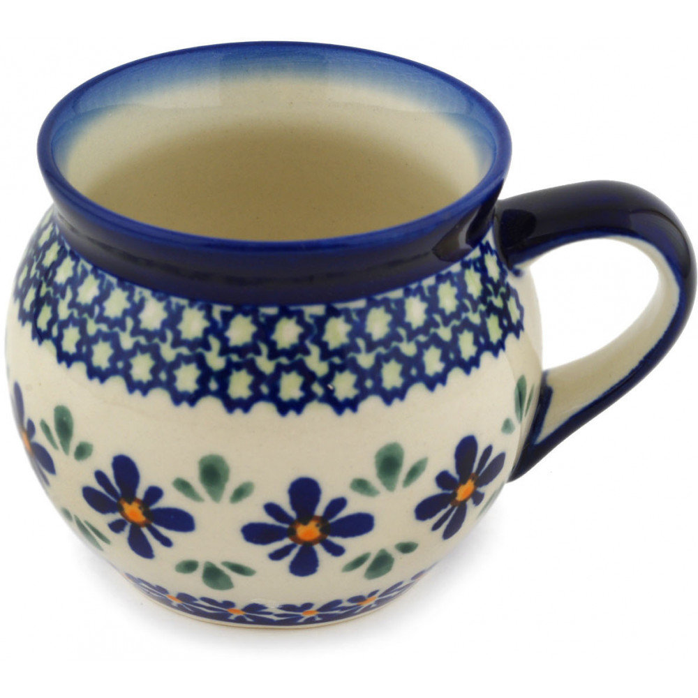 Polmedia Polish Pottery 7 Oz Stoneware Bubble Mug - Gingham Flowers ...