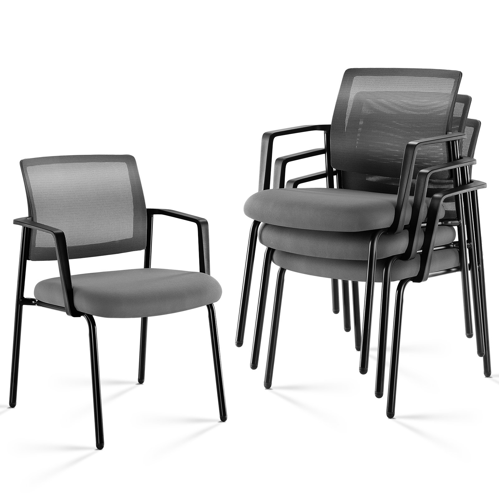 Smugdesk.com 4 Pack Mesh Back Stacking Arm Chairs, Guest Reception ...