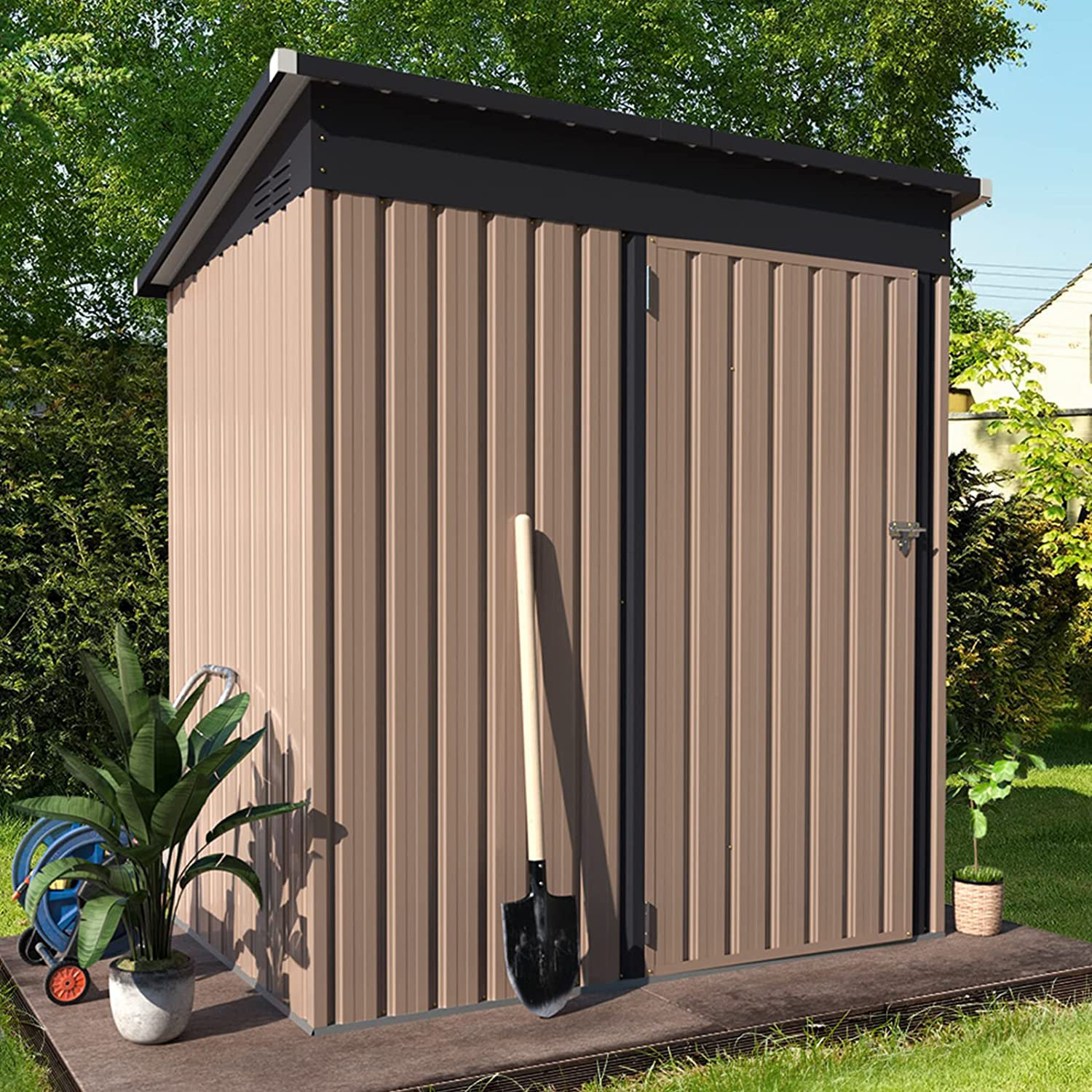 Dakota Fields 5 Ft. W x 3 Ft. D Metal Lean-To Garden Shed & Reviews ...
