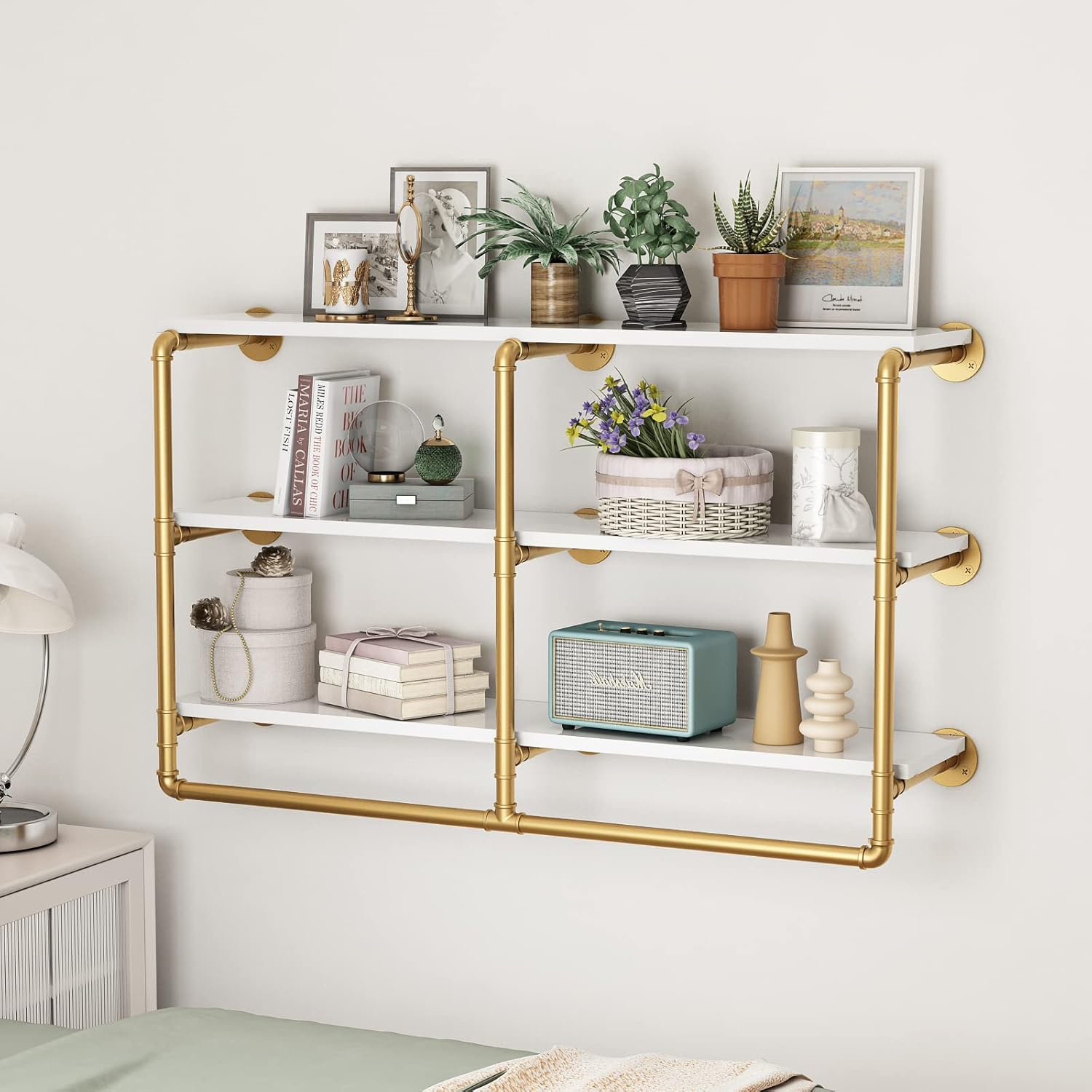 Williston Forge Industrial Rustic Floating Shelf Set - Wall Mounted ...