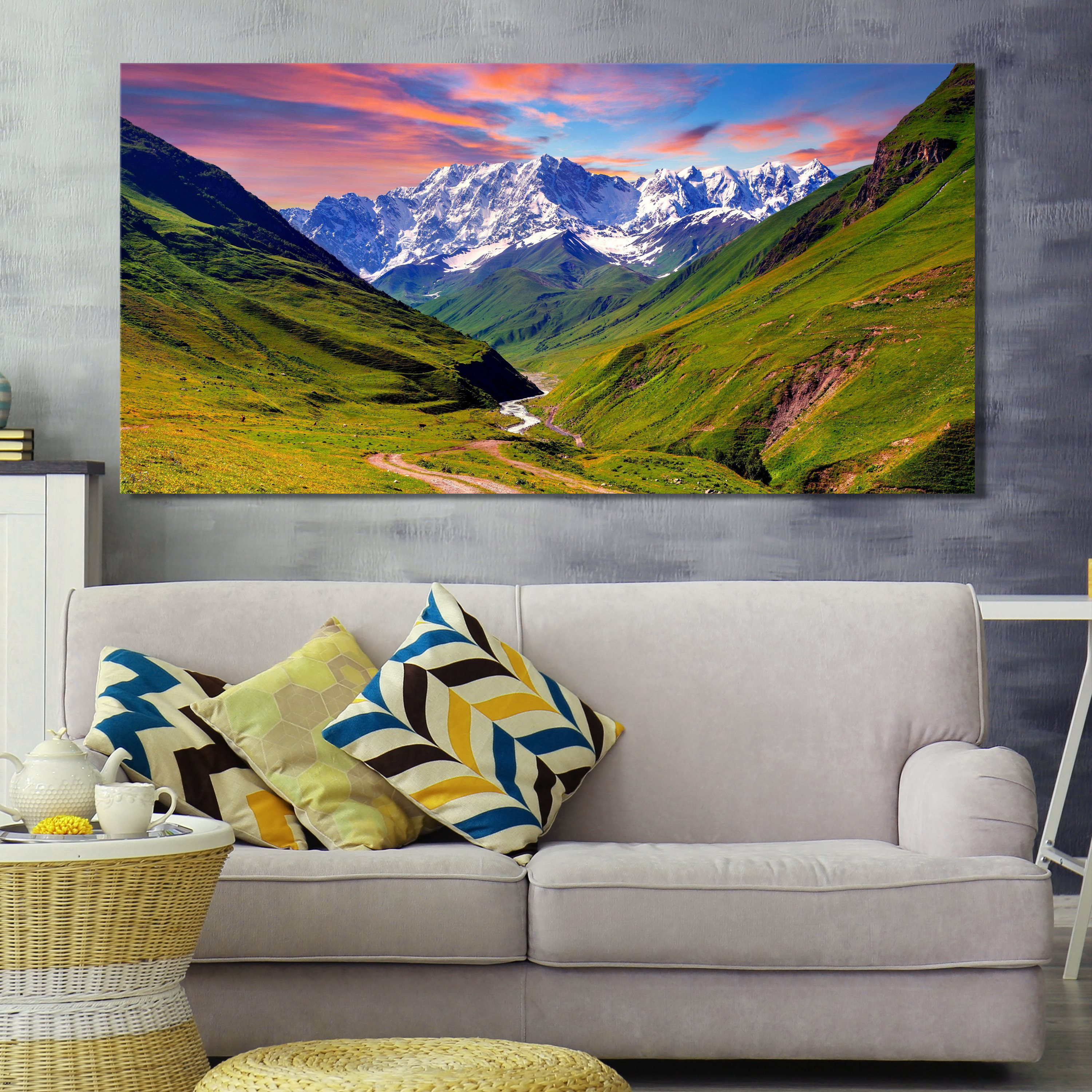 Loon Peak® Nature Sunset Mountain Wallpaper Wallart Canvas Poster Print ...