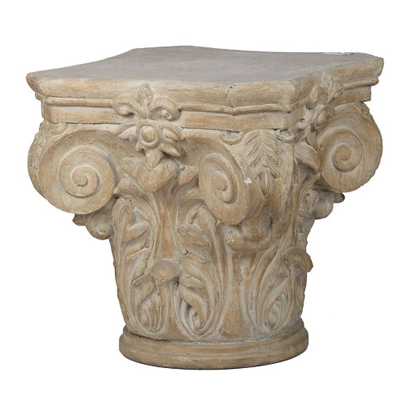 Ophelia & Co. Roman Cream Column Cap Pedestal - Large - 18x18x18.5 ...