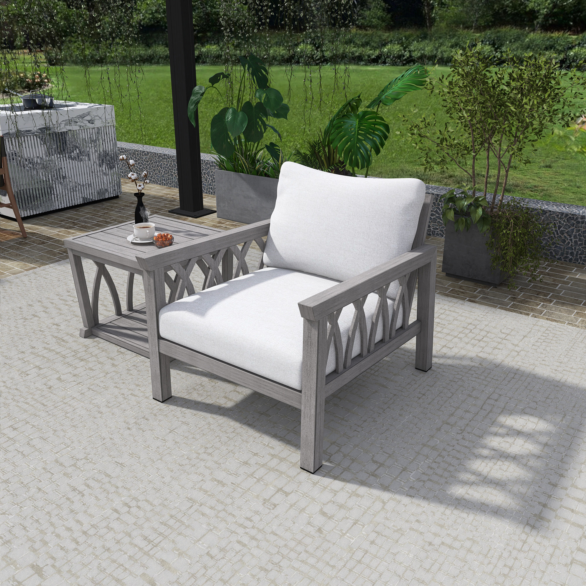 Winston Porter Modern Light Gray Aluminum Single Seat Lounge Chair ...