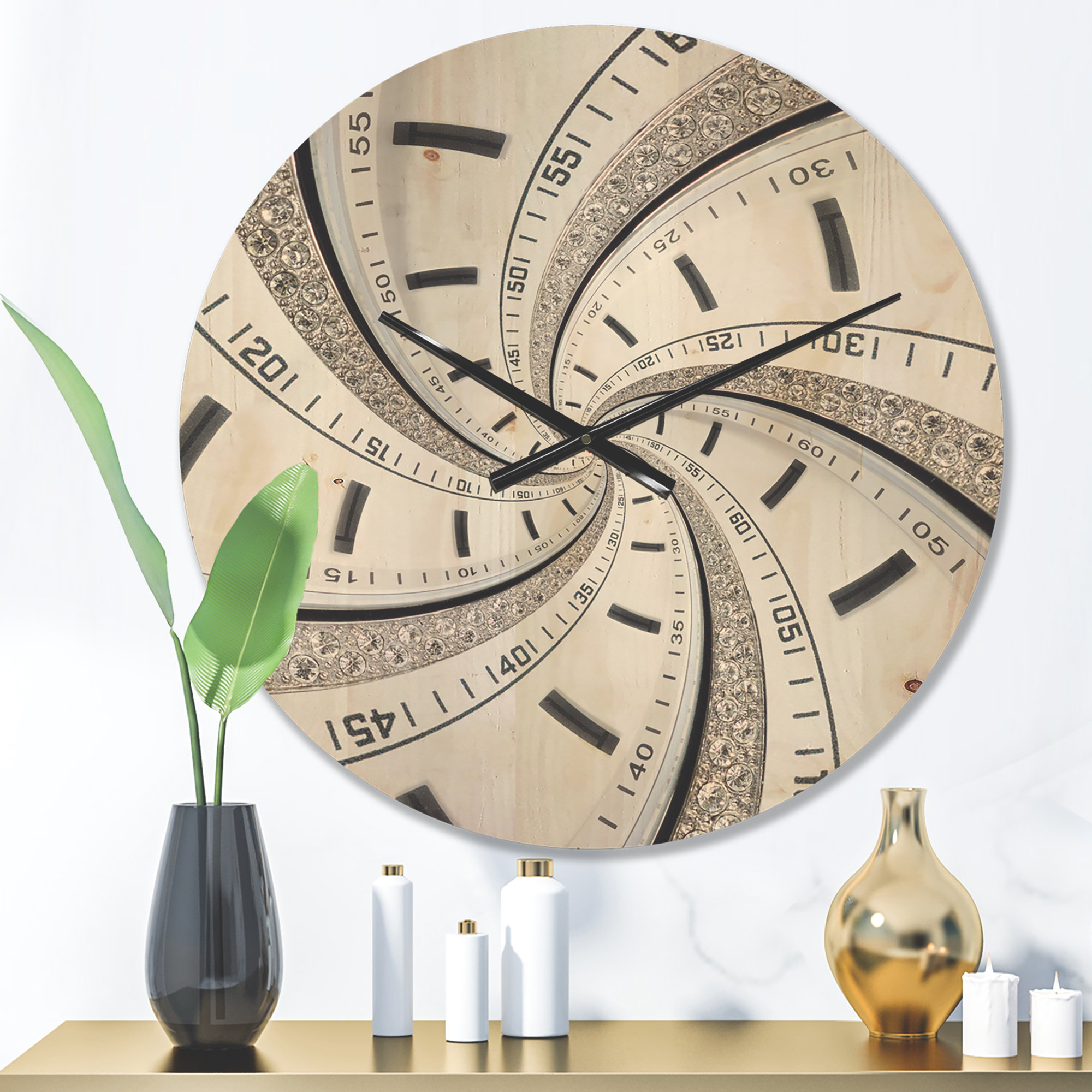 East Urban Home Swirled Time Vortex - Modern Wood Wall Clock | Wayfair
