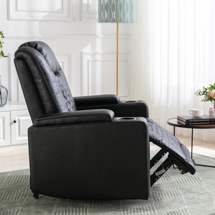 Bonzy Home 35.8"Wide Classic Vegan Leather Power Push Button Recliner ...