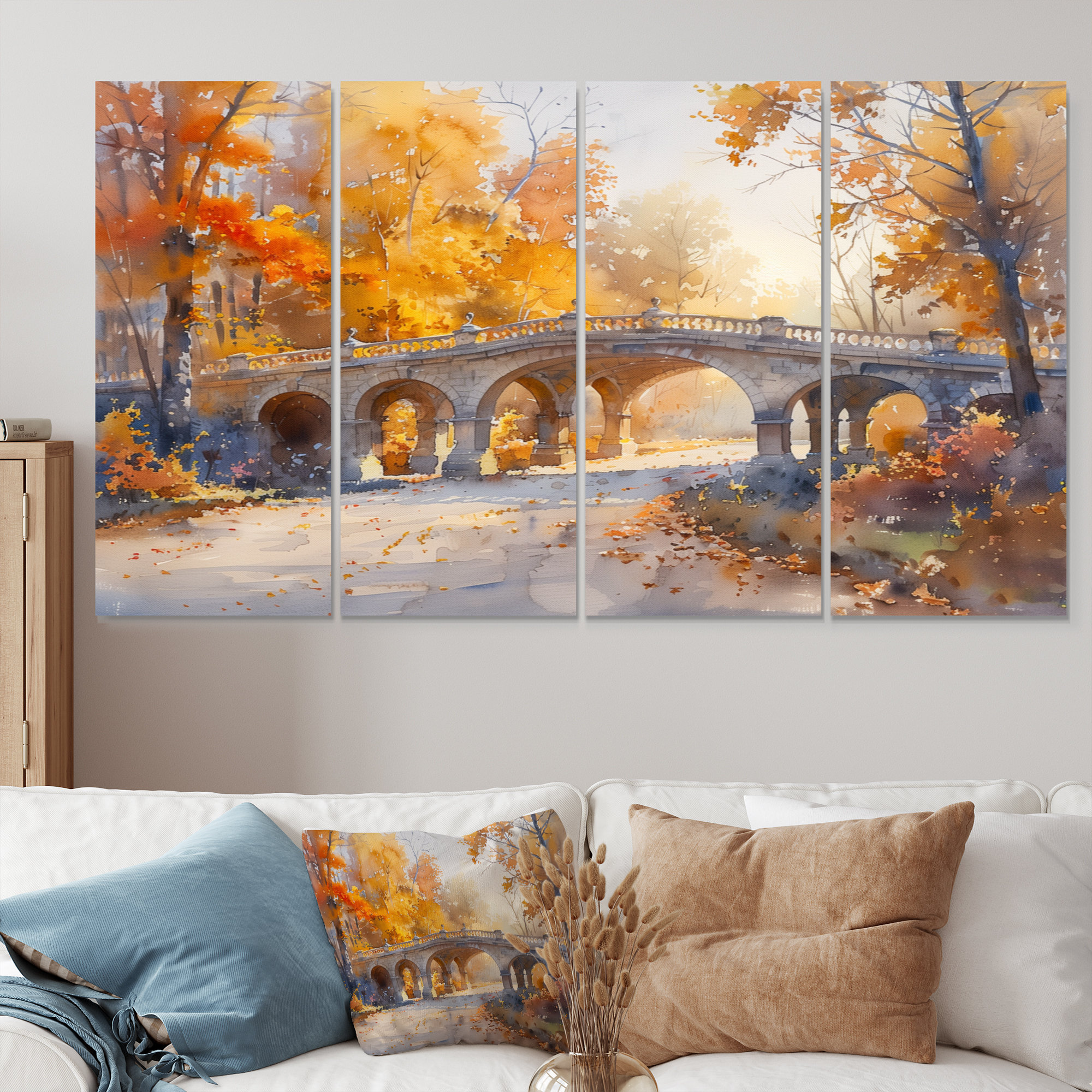 Winston Porter Yellow Beige Elegant Autumn Park Bridges I - Bridges ...