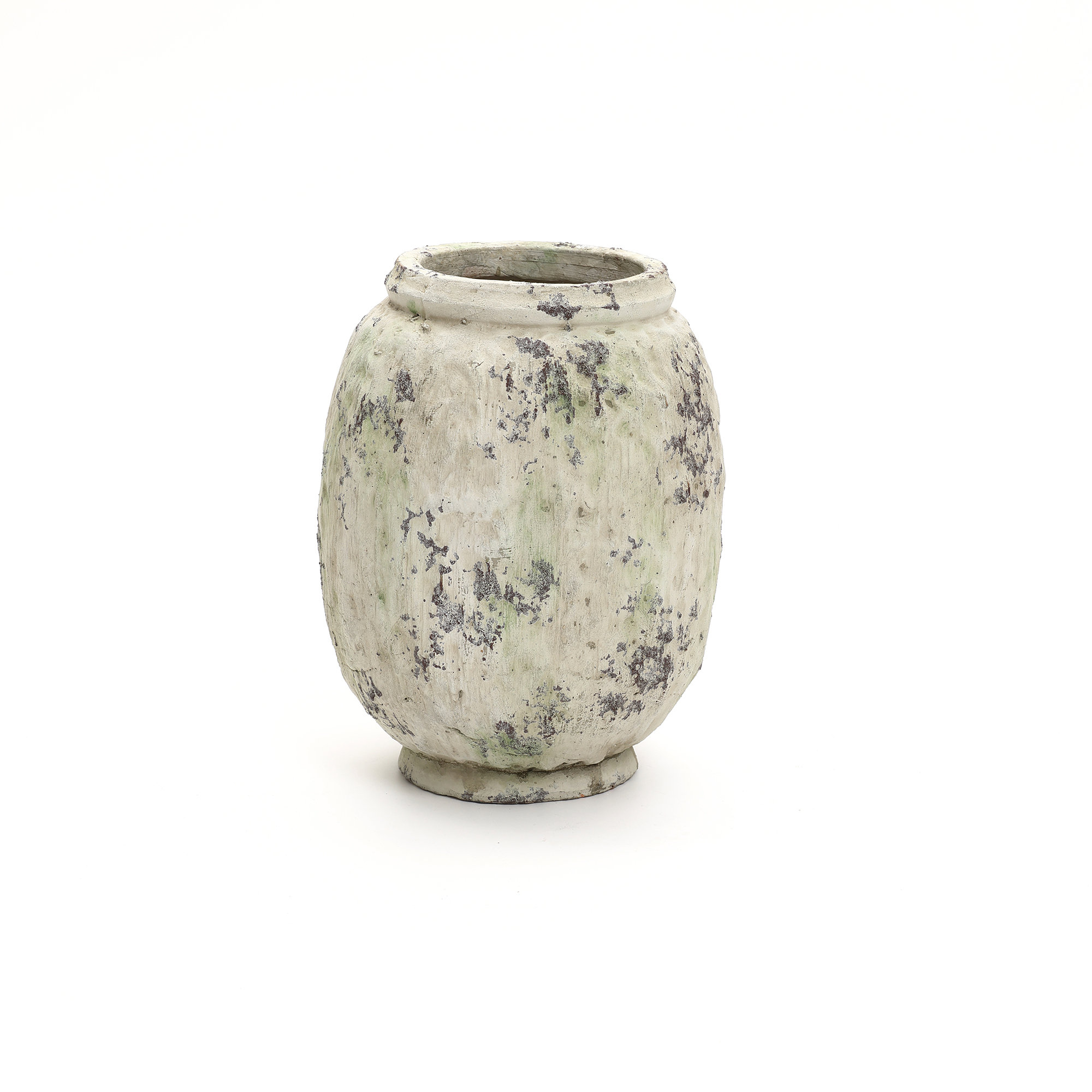 Bungalow Rose Antique Terracotta Vase, 10-Inch Tall Off-White Pot with ...