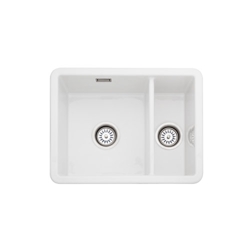 Rangemaster Sink & Taps Rustique 430mm W Double Bowl Ceramic Kitchen ...