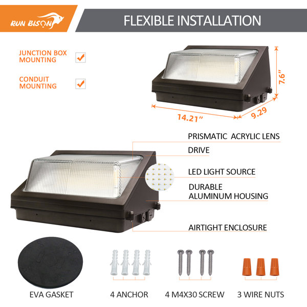 RUN BISON Outdoor LED Wall Pack Light | Wayfair