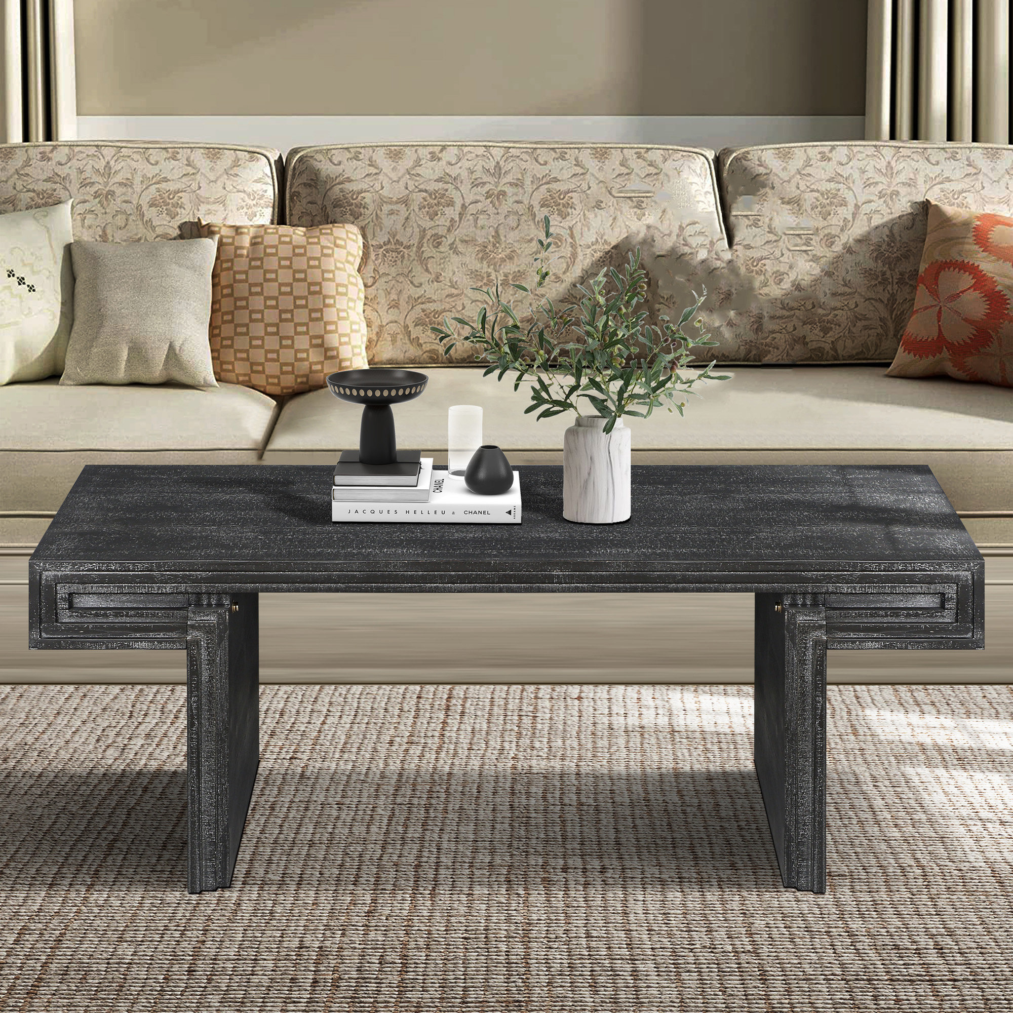 17 Stories Coffee Table, Premium Reclaimed Wood Texture Rectangular ...