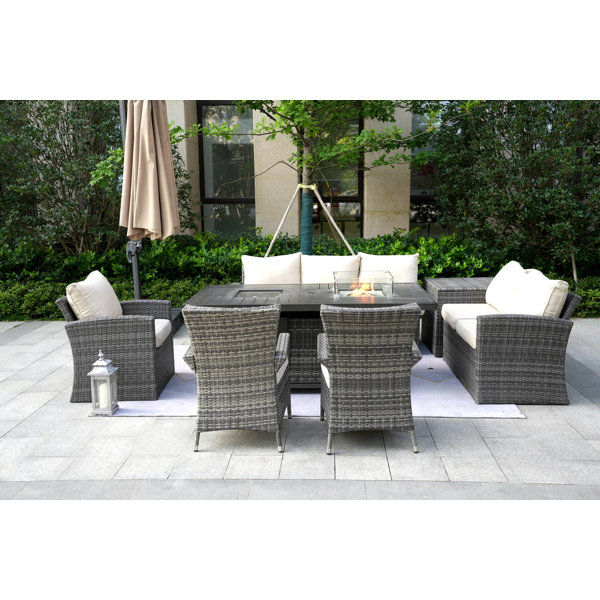 Lark Manor Ursula Wicker/Rattan 8 - Person Seating Group With Cushions ...