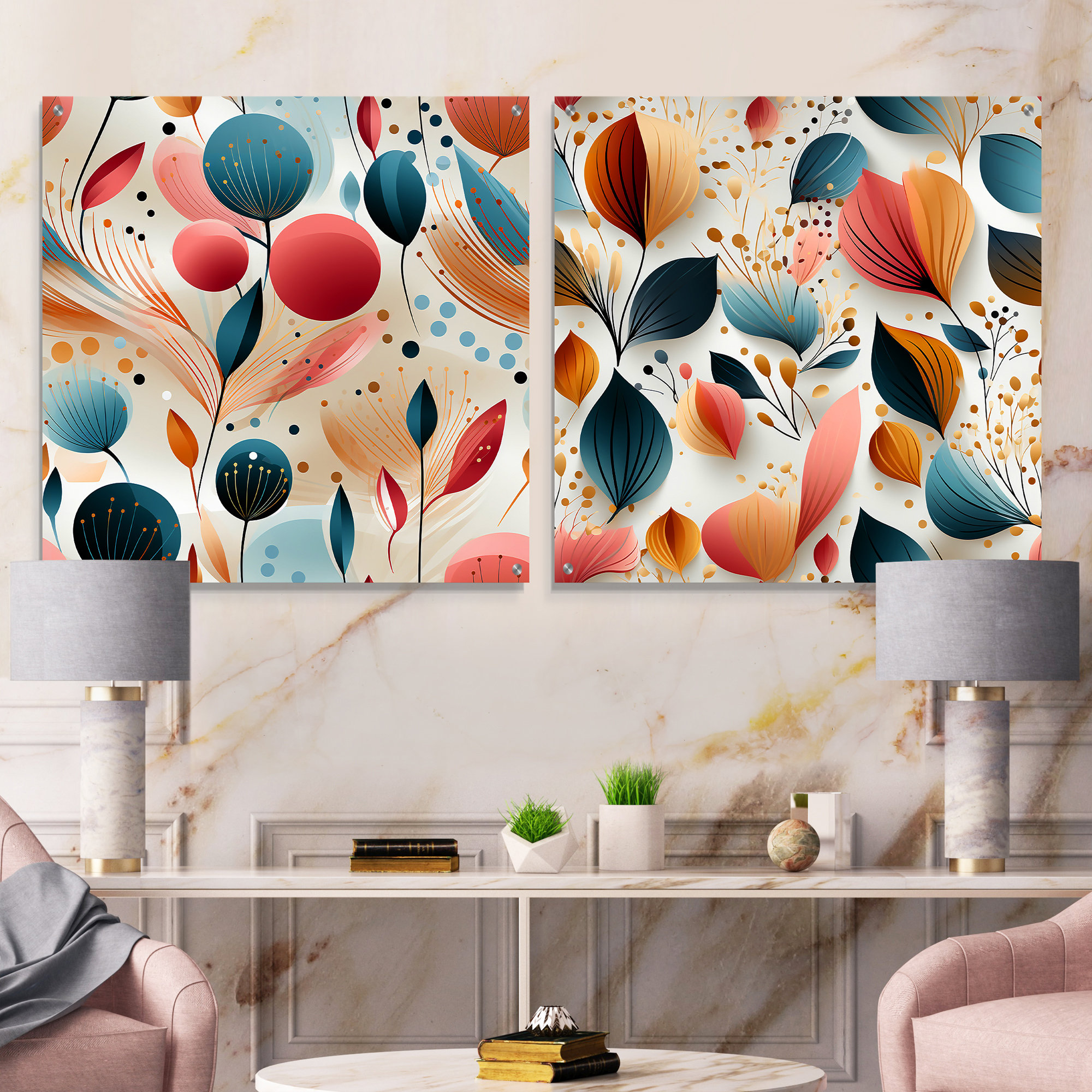 Design Art Botanical Pastel Color Floral Pattern - Abstract Botanicals ...