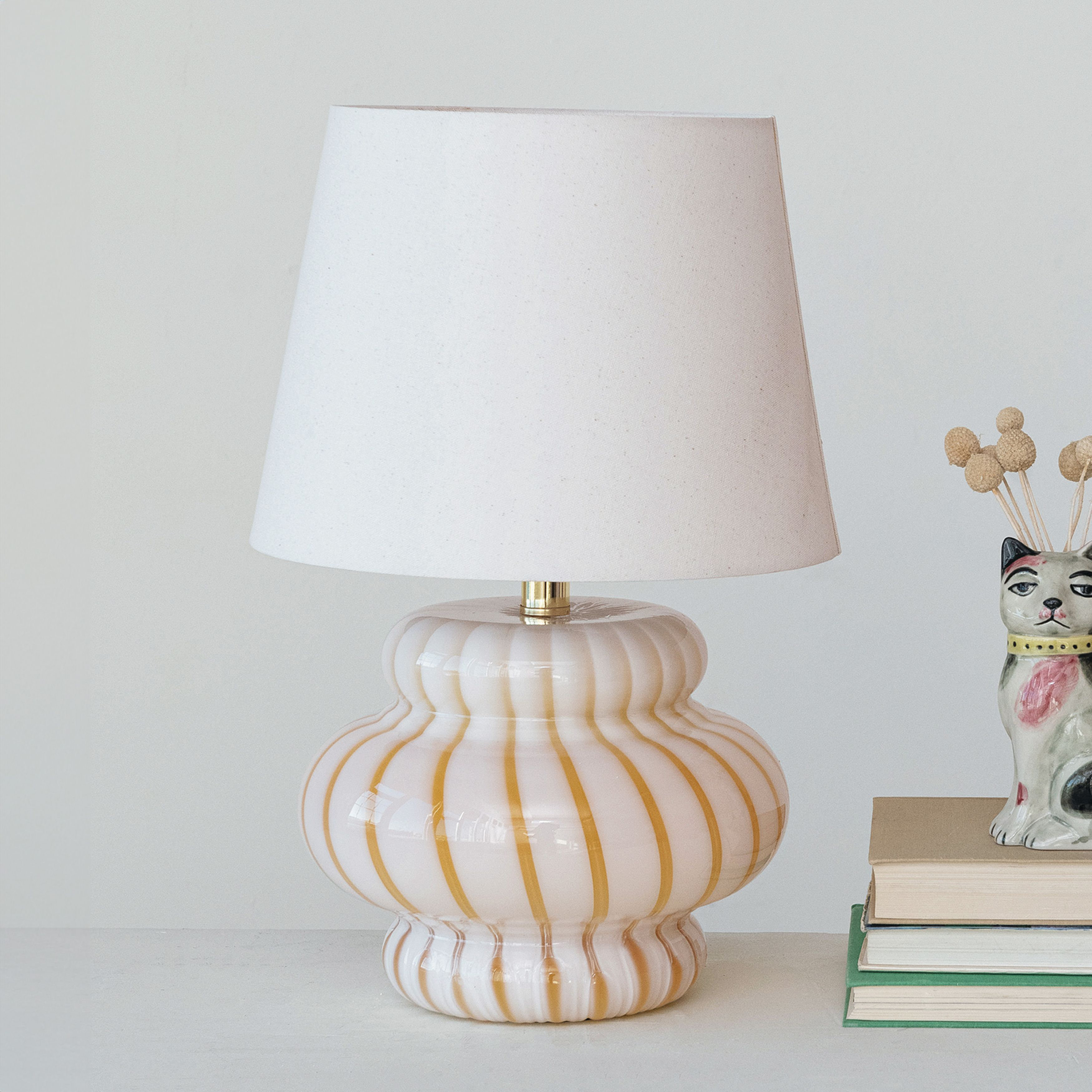 Red Barrel Studio® Sunbeam Striped Hand-Blown Art Glass Table Lamp ...