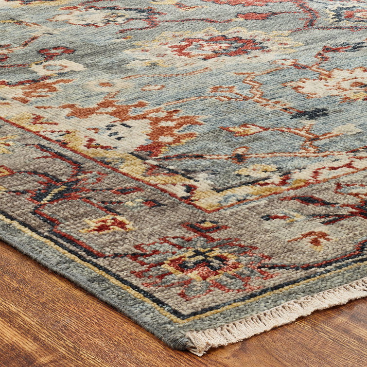 Madison Couture Rugs Oasis Hand-Knotted Blue/Grey Wool Area Rug | Perigold