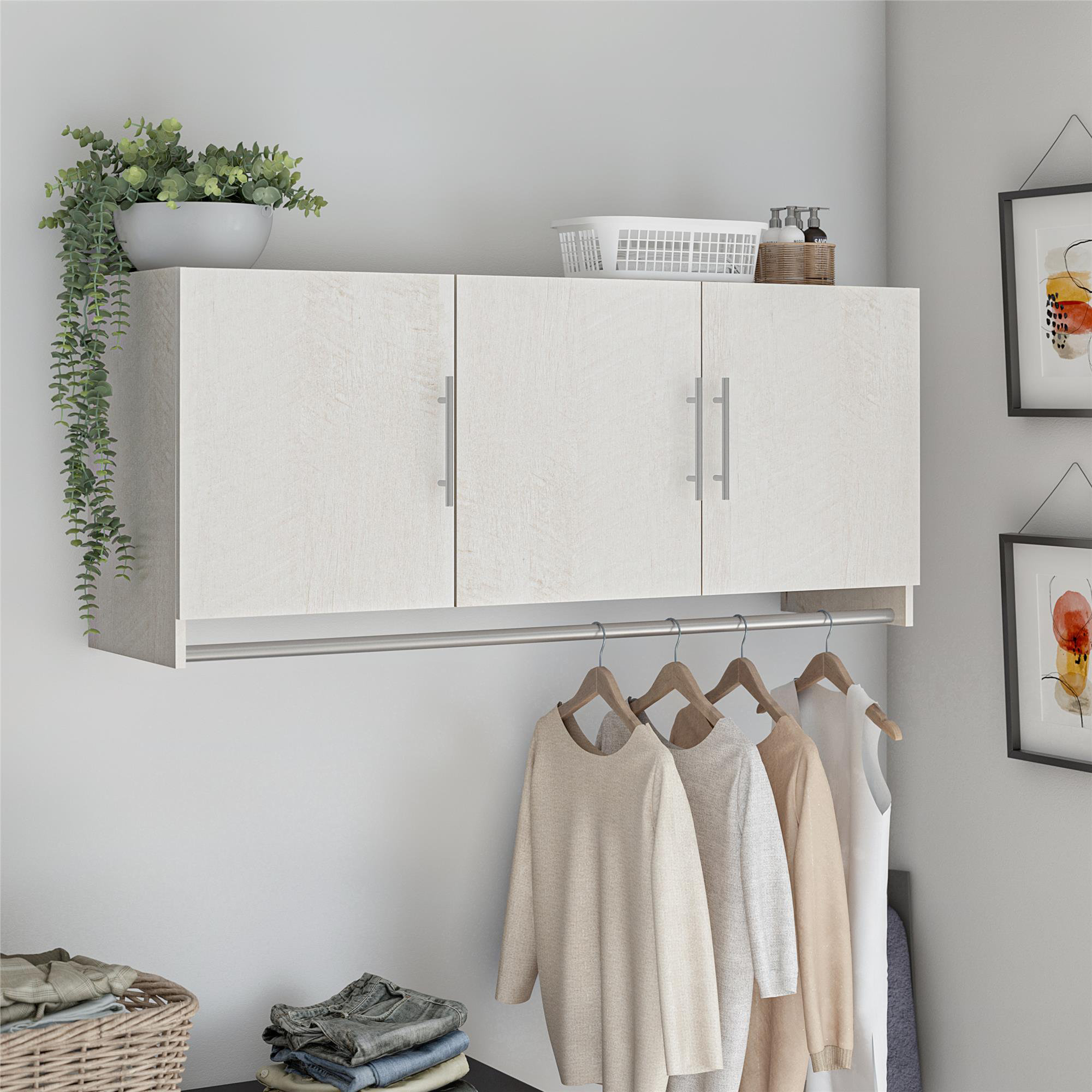 Ebern Designs Sabria 3-Door Wall Cabinet with Hanging Rod & Reviews ...