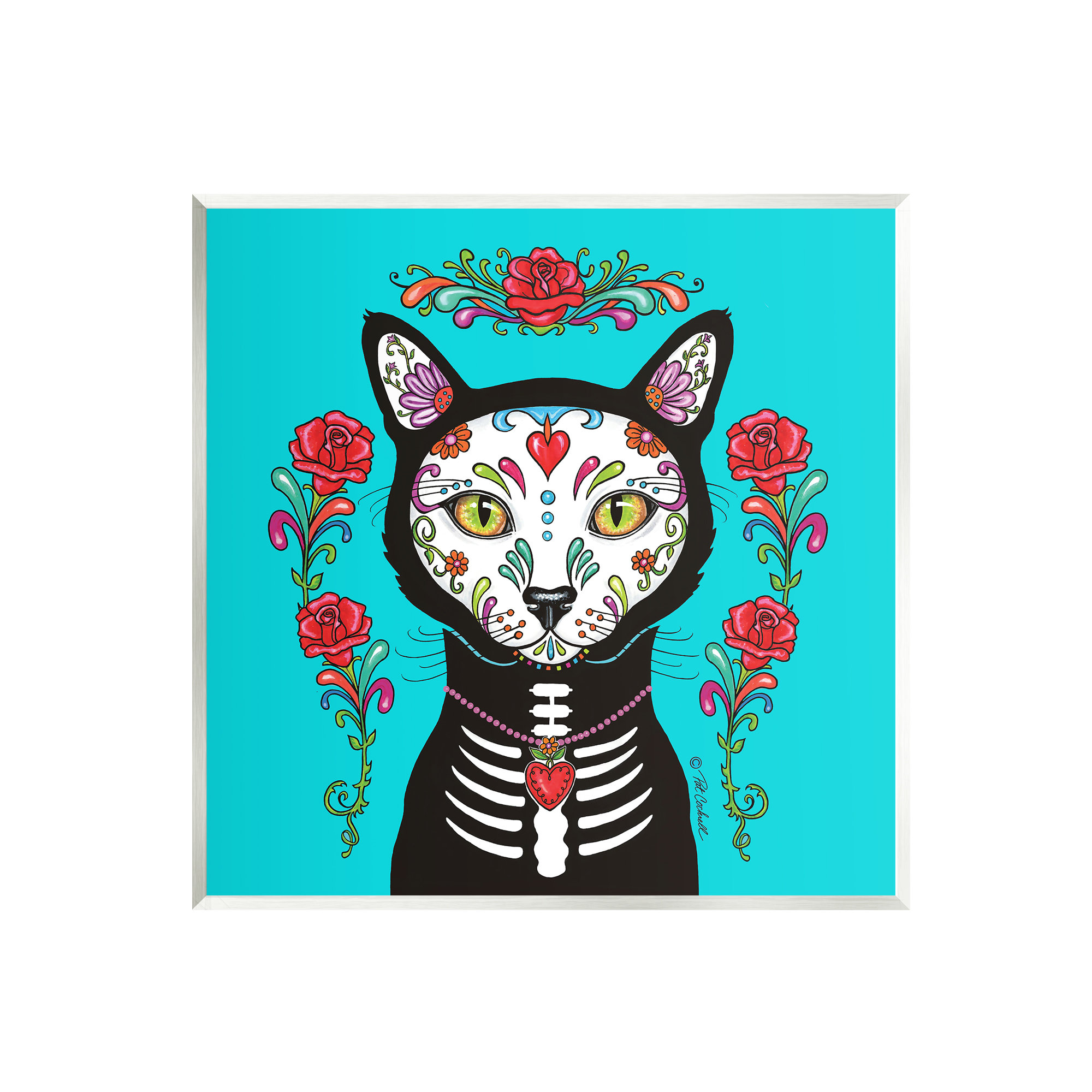 Stupell Industries Day Of Dead Cat Portrait Wall Plaque Art Design By ...
