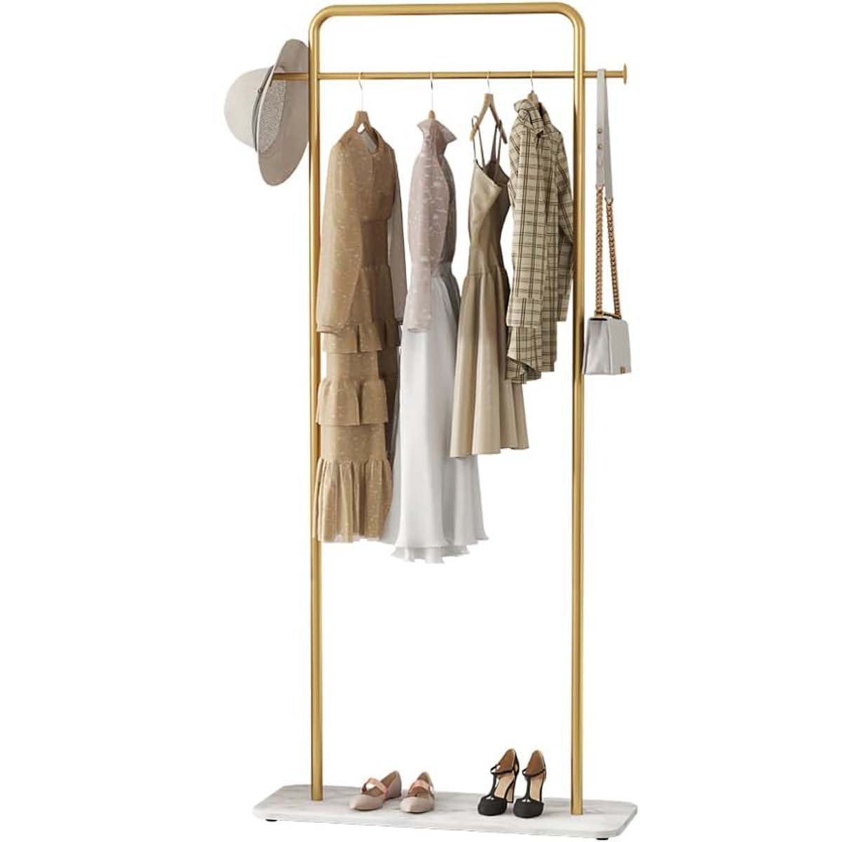 Everly Quinn Gold Clothing Rack, Heavy-Duty Clothes Rack, Gold Garment ...