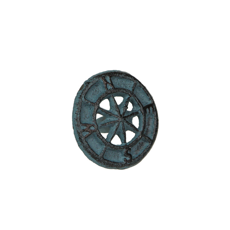 Zeckos Set Of 12 Light Blue Cast Iron Compass Rose Drawer Pulls Cabinet ...