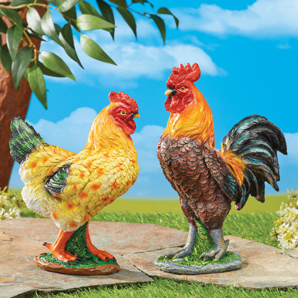 August Grove® Asalah Chickens Animals Resin Garden Statue | Wayfair