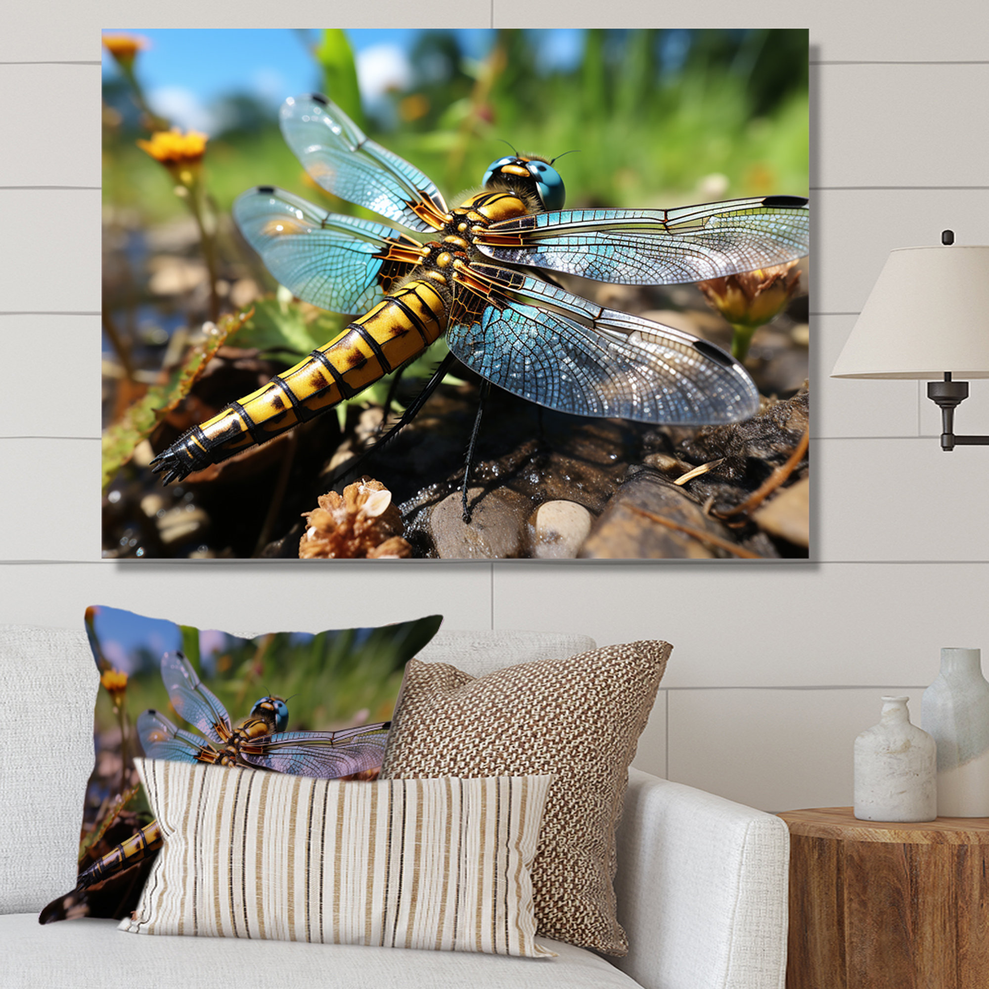 Gracie Oaks Blue Fluttering Dragonfly III - Dragonfly Animal Wall Art ...