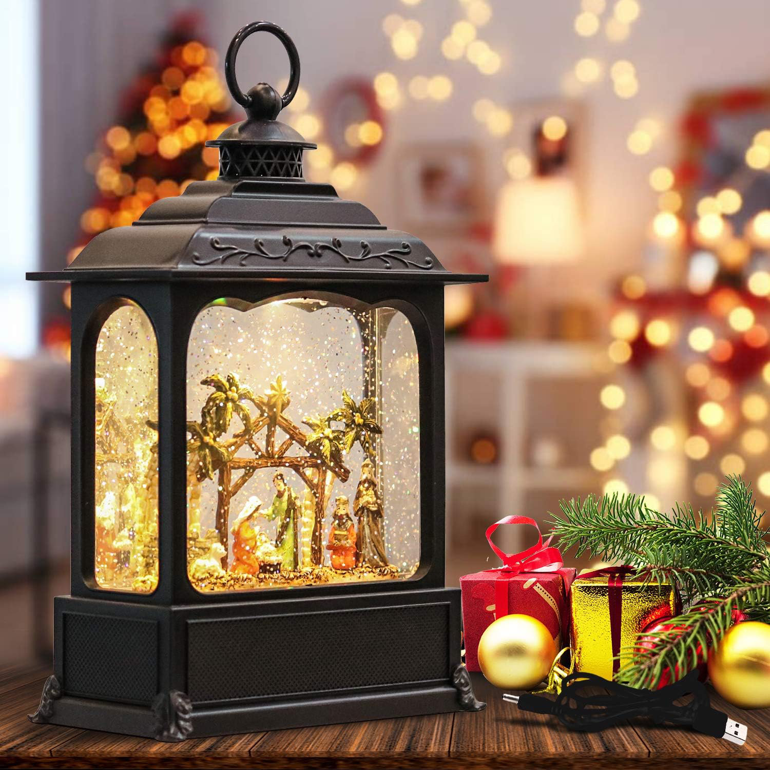 The Holiday Aisle® Christmas Musical Snow Globe Lantern With 6 Hour ...