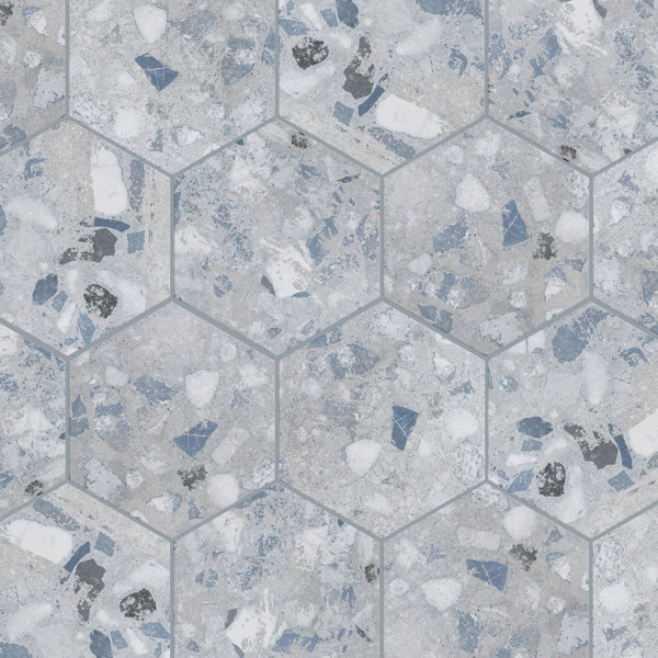 Merola Tile Recycle Hex 8.5" x 10" Porcelain Stone Look Wall & Floor ...