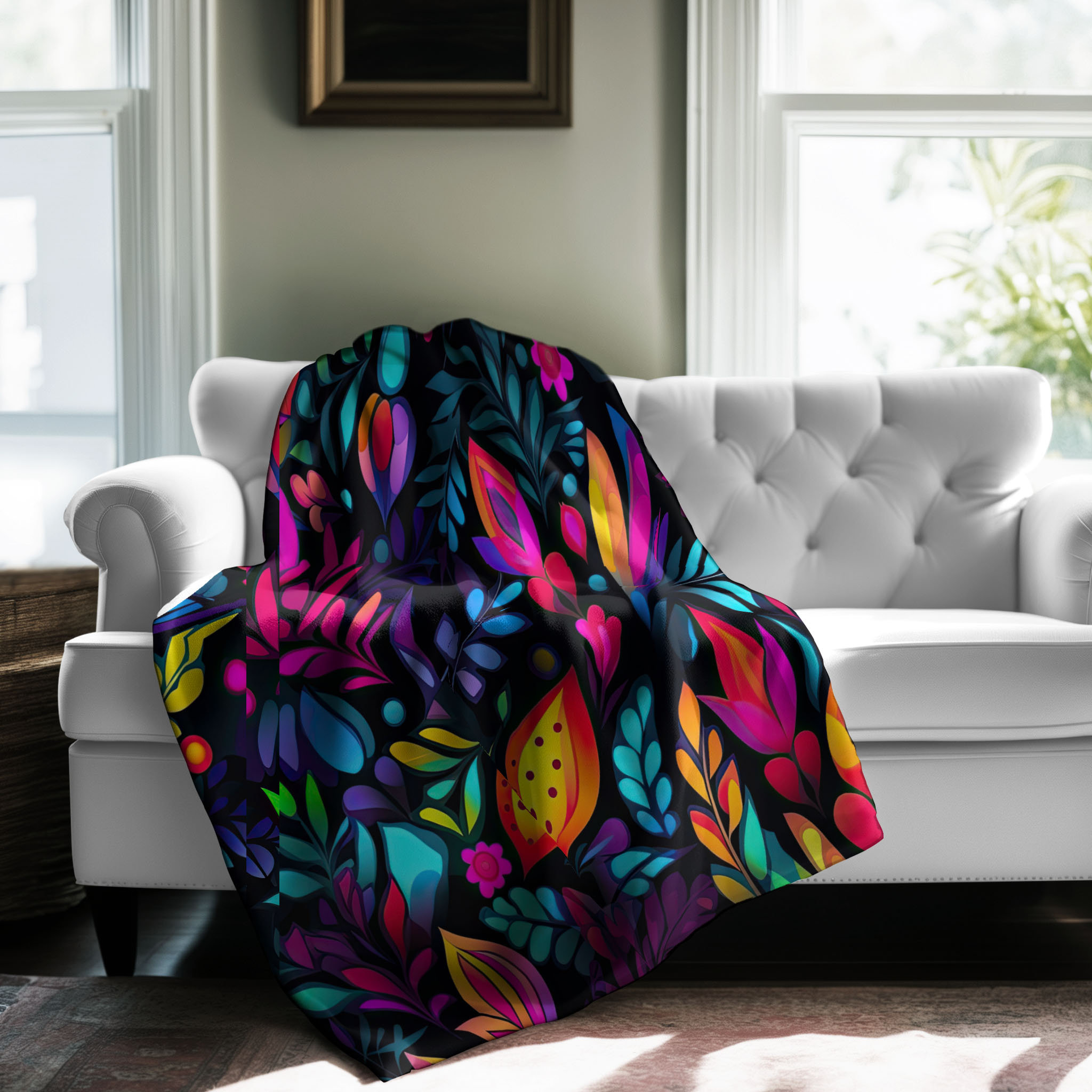 MentionedYou Funky Glow Graphics - 1 Piece Premium Sherpa Blank Throw ...