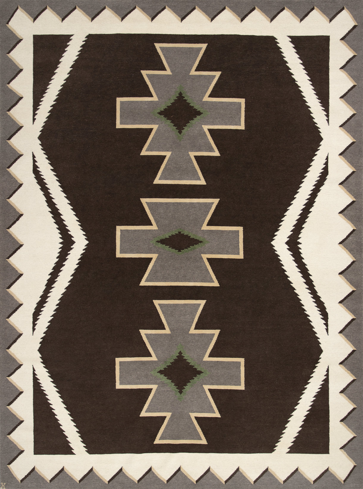 New Moon Rugs Mesa Southwestern Hand-Knotted Wool Area Rug in Brown ...