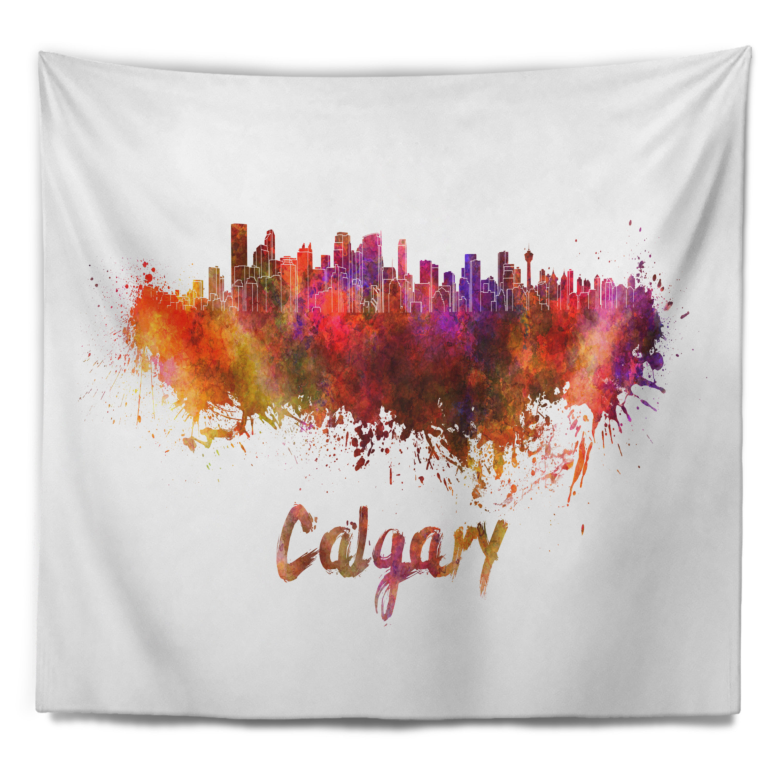 East Urban Home Cityscape Calgary Skyline Tapestry | Wayfair