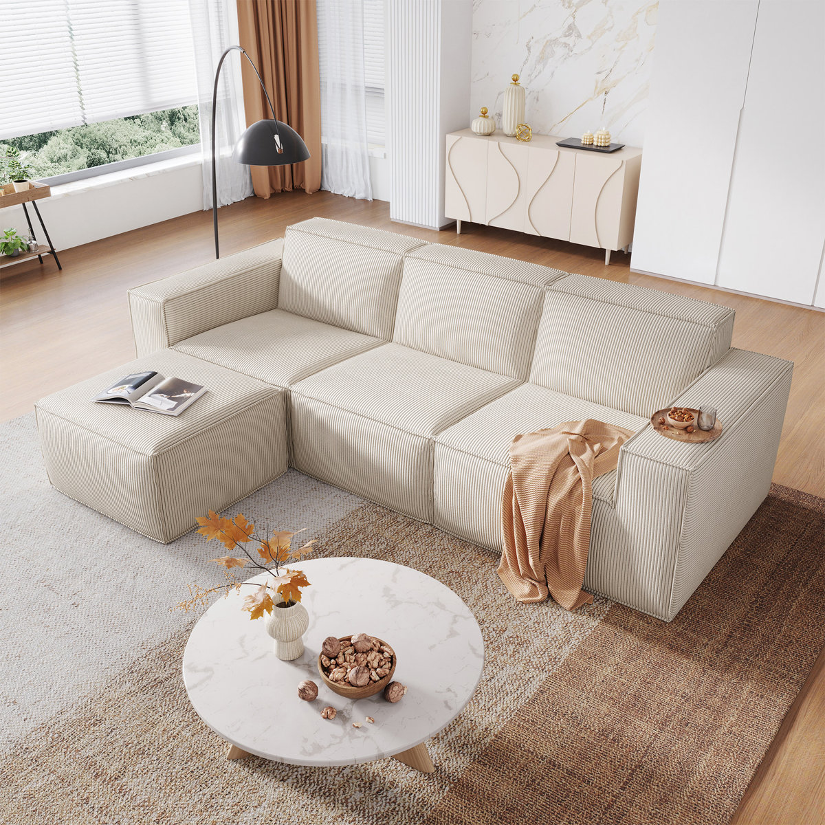Ebern Designs L-Shaped 3 Seat Modular Cloud Sectional Sofa | Wayfair