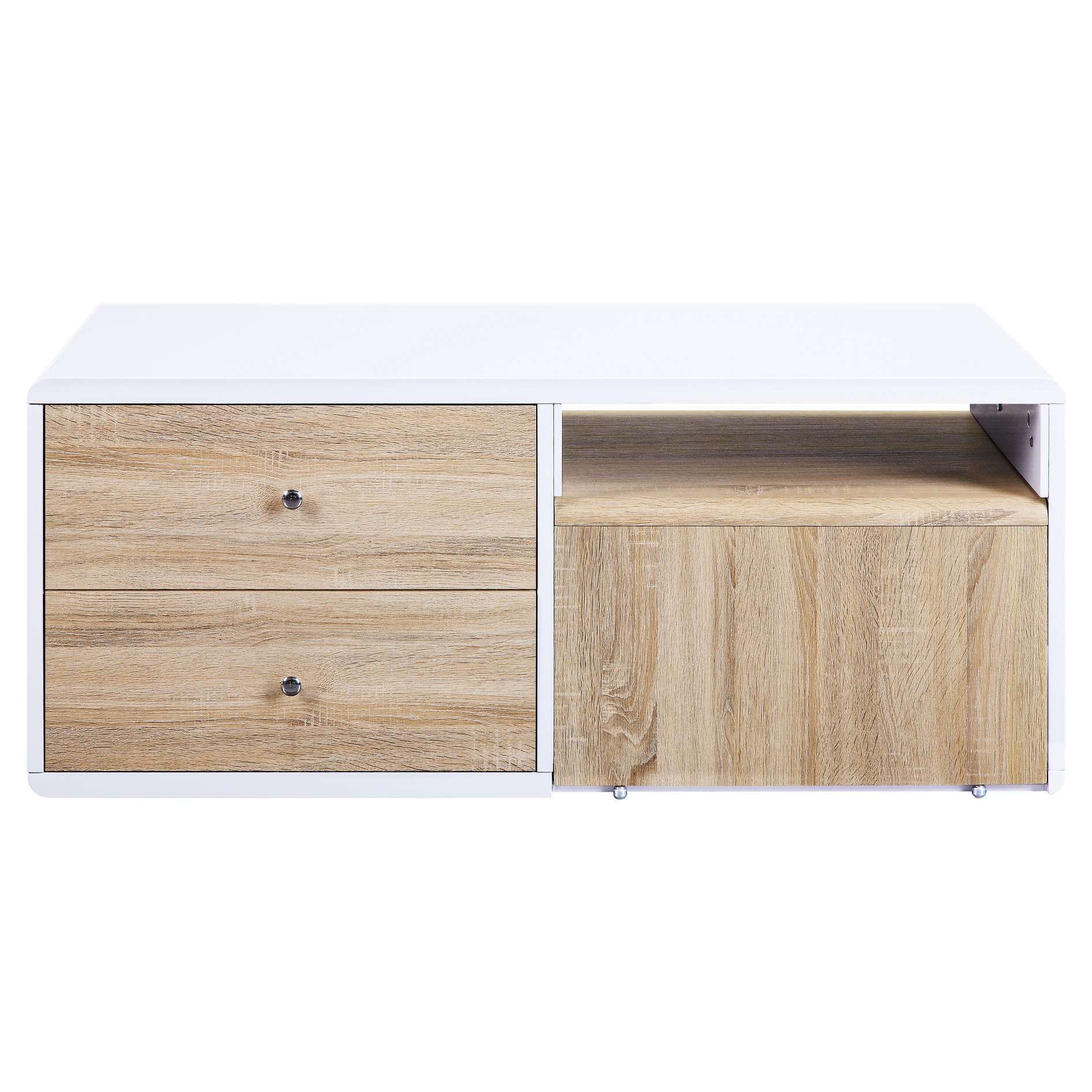 Latitude Run® Contemporary White High Gloss Coffee Table With Drawer ...