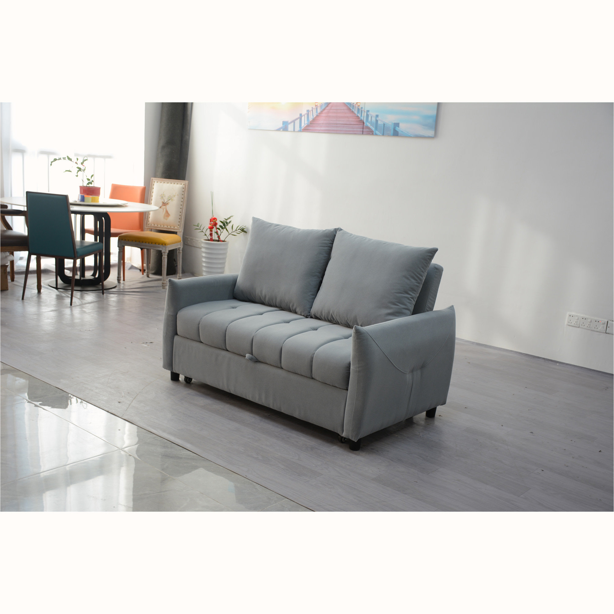 Latitude Run® Futon Sofa Bed, Futon Couch with Adjustable Backrest ...