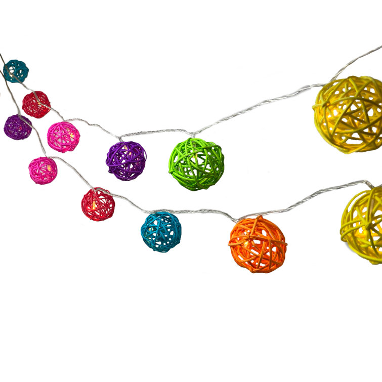The Seasonal Aisle Stonecrest Crest LED Handmade Wicker Balls String ...