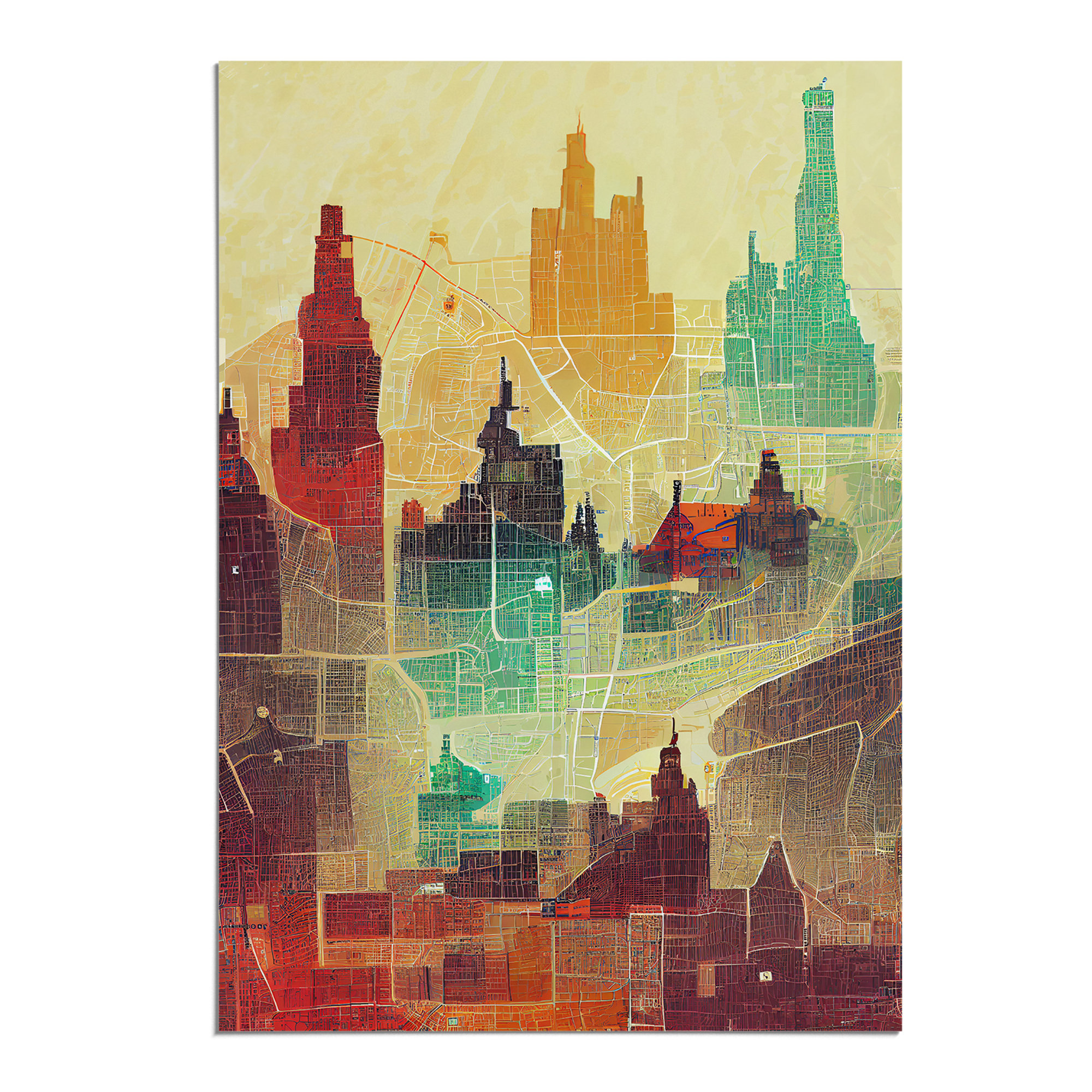 17 Stories City Skyline Map No.2 - Graphic Art | Wayfair.co.uk