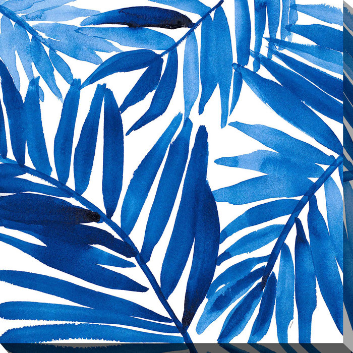 Bay Isle Home Blue Palm Design I On Canvas by Lanie Loreth Print | Wayfair