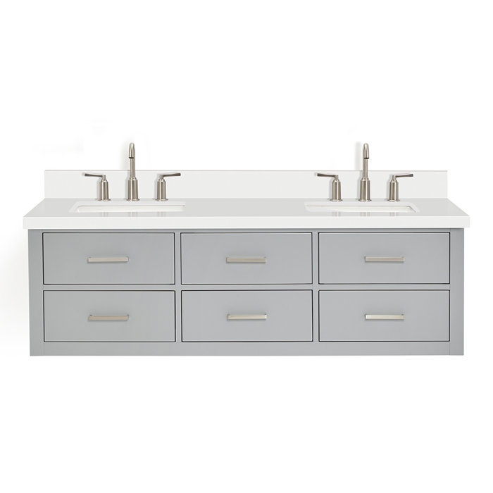 Latitude Run® 61'' Double Bathroom Vanity with White Quartz Top | Wayfair