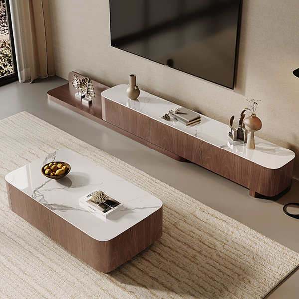 Brayden Studio® Rectangular Marble Coffee Table - Rounded Corners ...