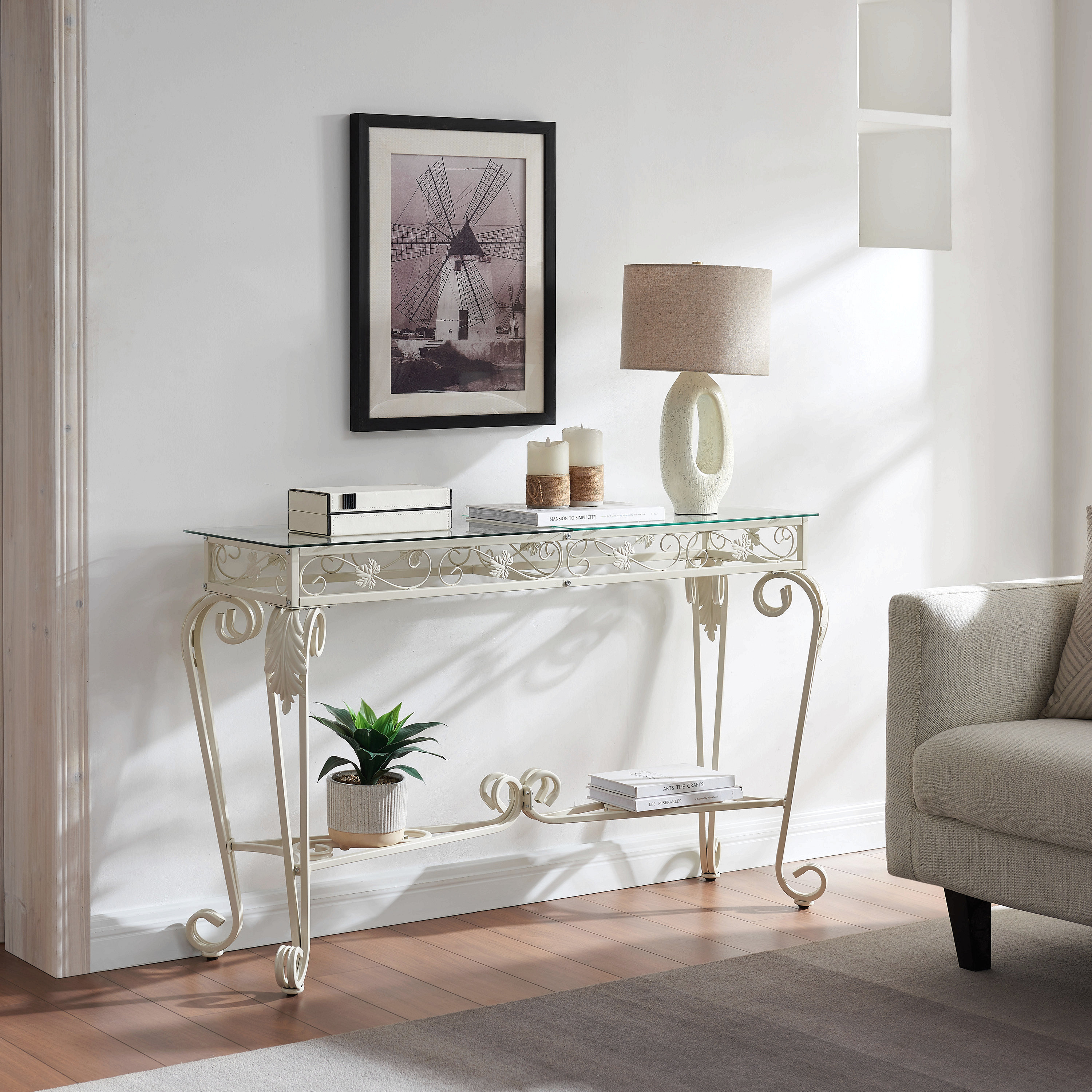 DAPPER DOODLES INC Modern Style Fancy Glass And Metal Table For ...