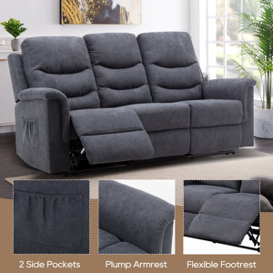 Latitude Run® 78" Upholstered Manual Reclining Sofa with Console and ...