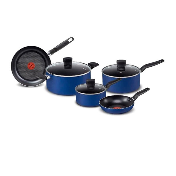 T-Fal Essential 8 Piece Pots And Pans Non-Stick Cookware Set & Reviews ...