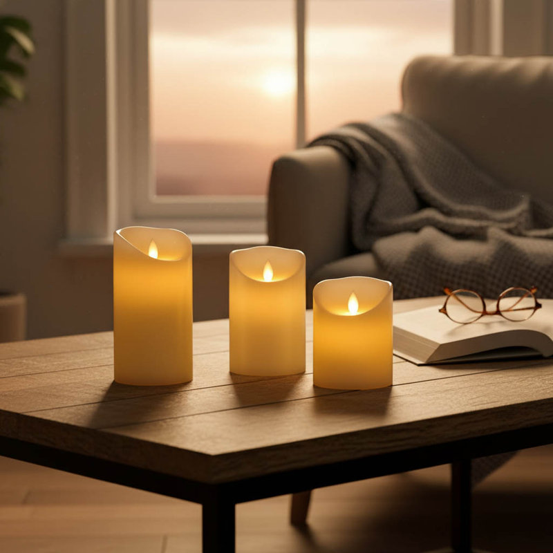 Symple Stuff Realistic Flameless LED Candles Set Dancing Flickering ...