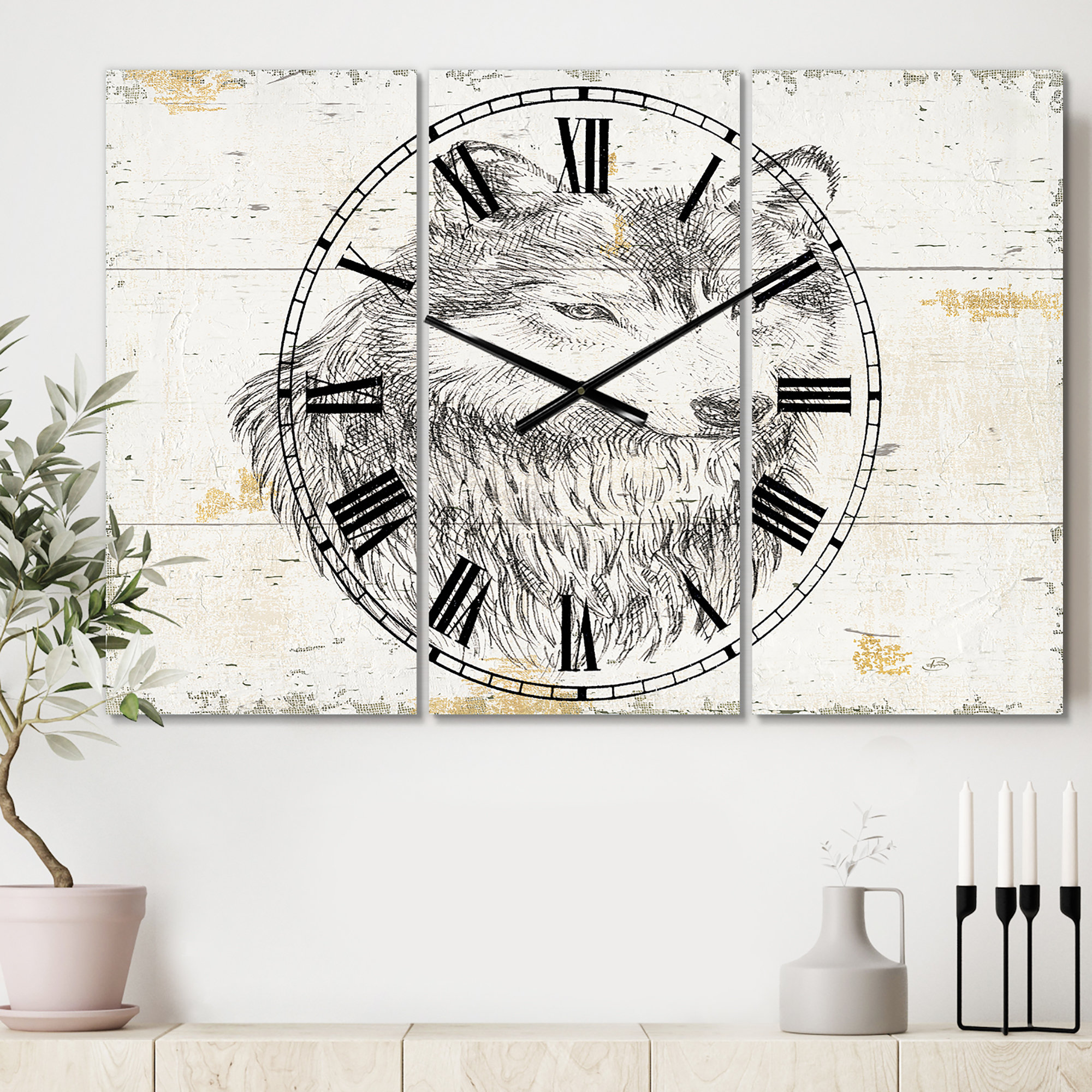 East Urban Home Wolf Wild and Beautiful III - Traditional wall clock ...